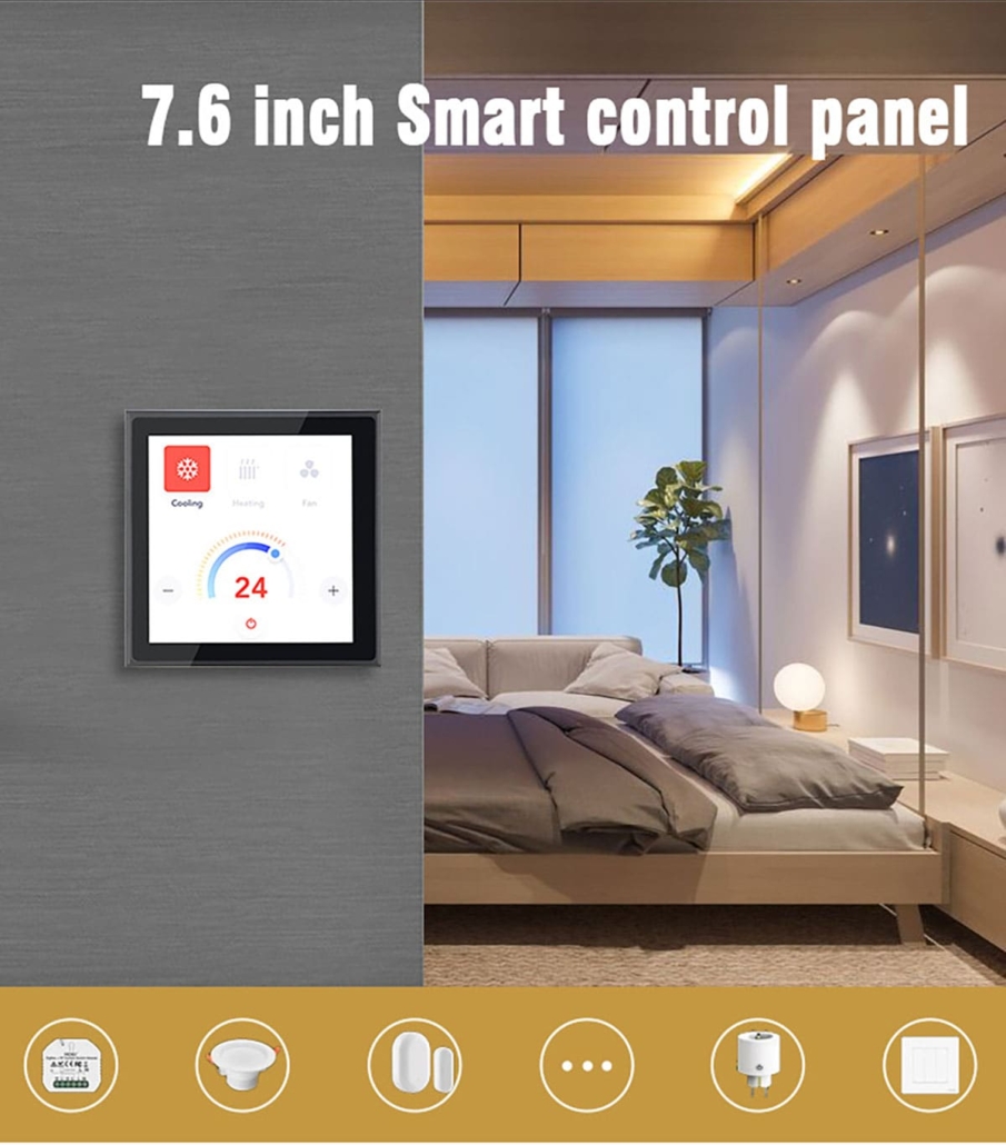 YC-L76(Black) 7.6'' Smart Touch Control Panel - Portworld