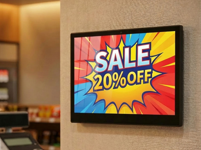 Metal frame wall-mounted digital signage for high-traffic public areas ...